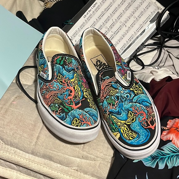 Vans | Shoes | Coral Reef Themed Slide On Vans | Poshmark